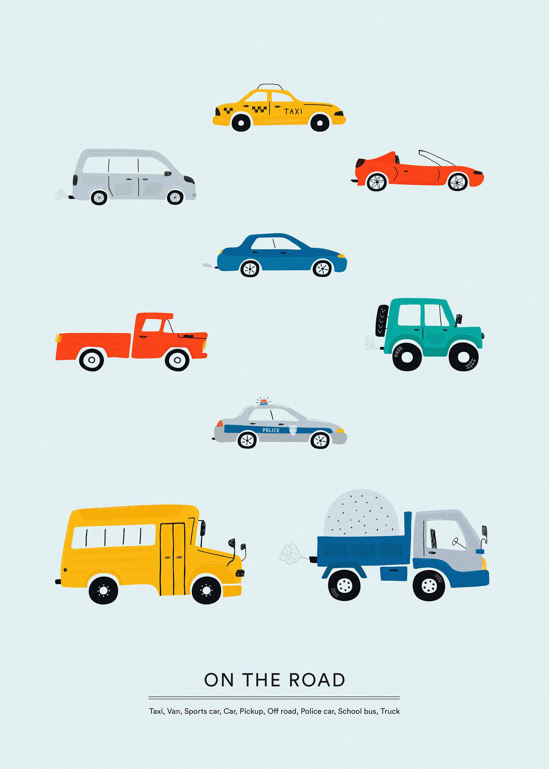 Kids vehicle poster – On the Road | Postery